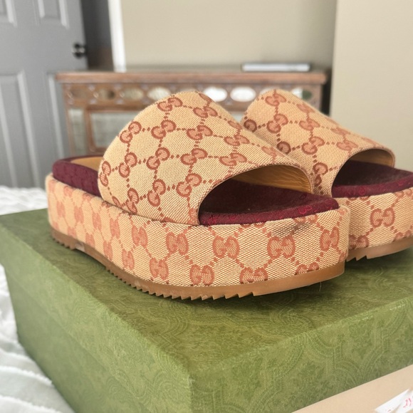 Gucci | Shoes | Gucci Monogram Platform Sandals | Poshmark